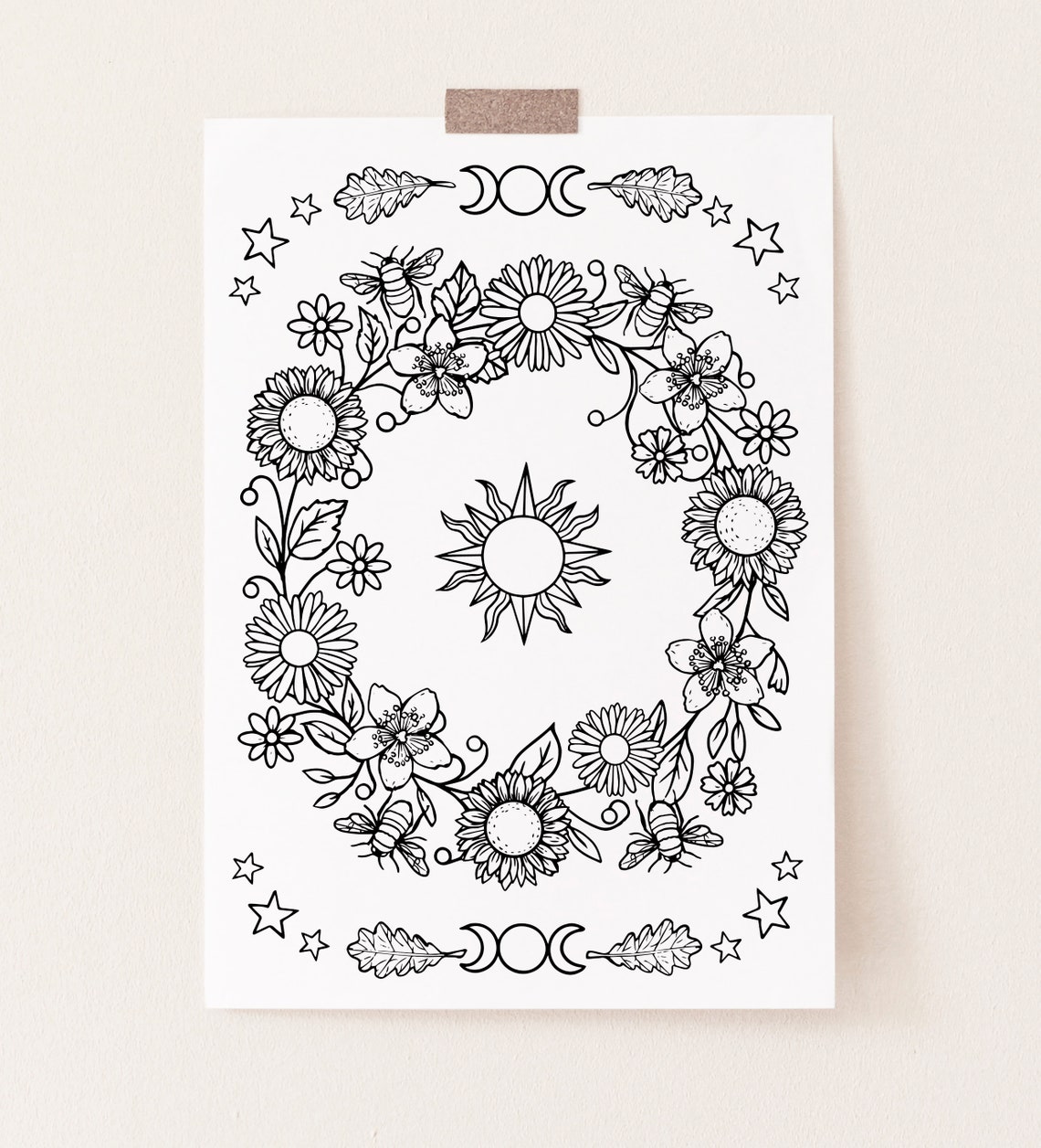 Litha, Summer Solstice Colouring Page, Midsummer Artwork, Altar ...