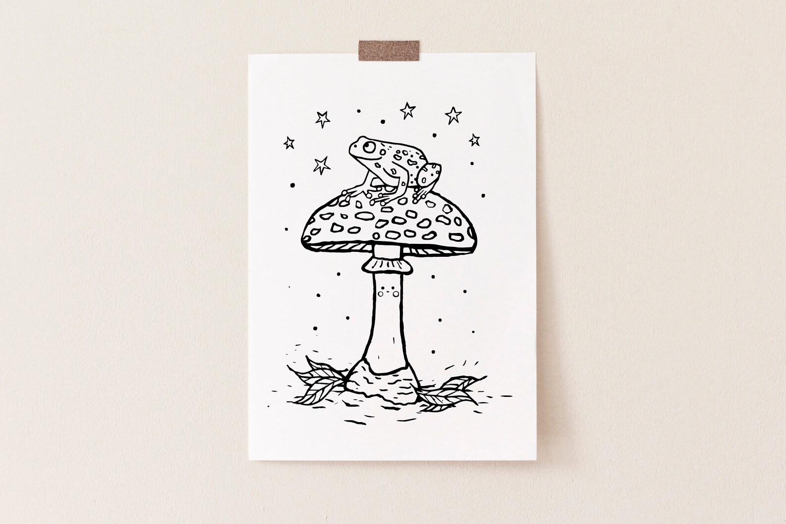 Frog and Toadstool Colouring Sheet - Art Printable Colouring Page ...