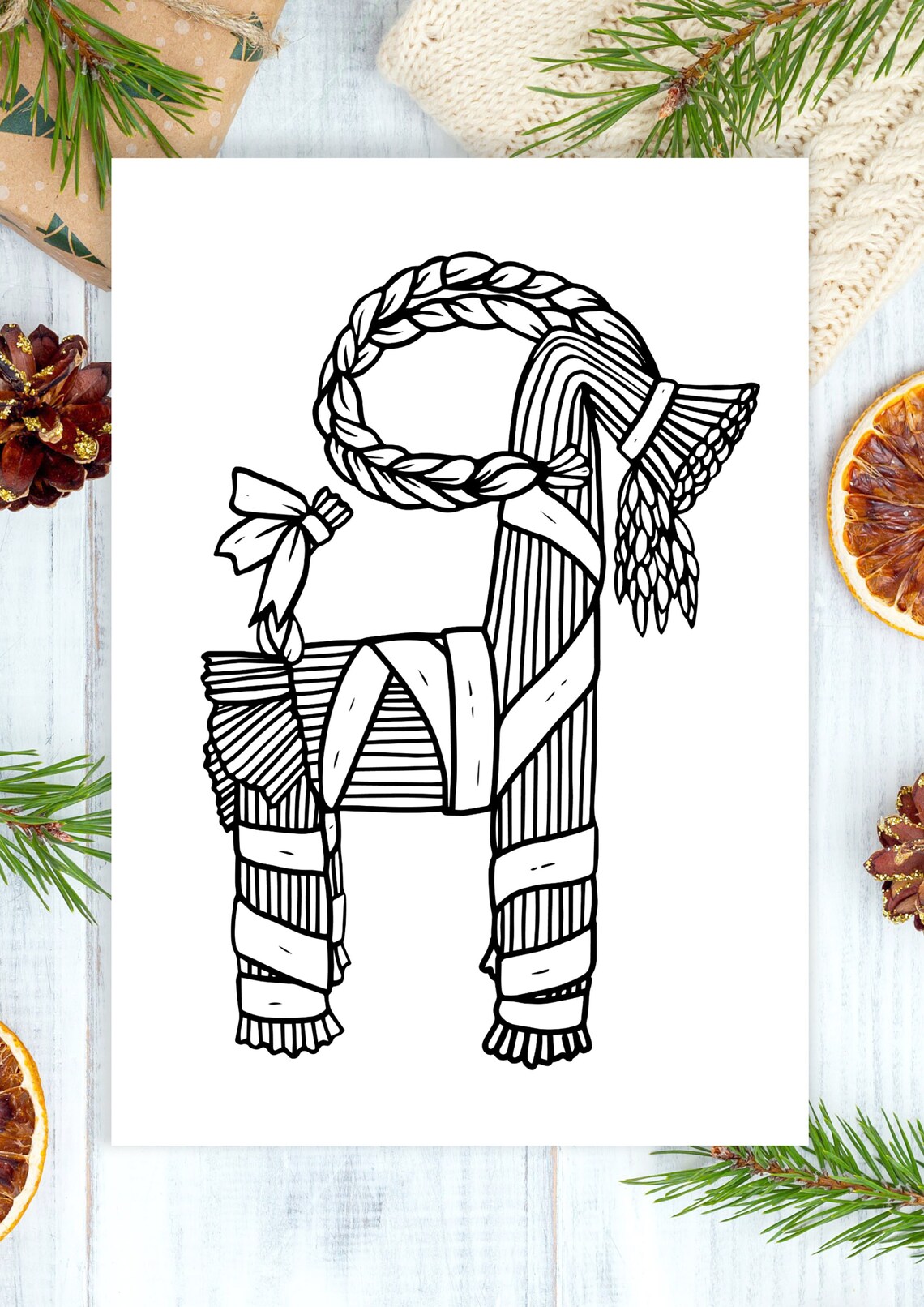 Yule Goat Colouring Page - Printable Yule Decor - Scandinavian ...