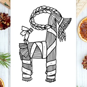 Yule Goat Colouring Page - Printable Yule Decor - Scandinavian ...