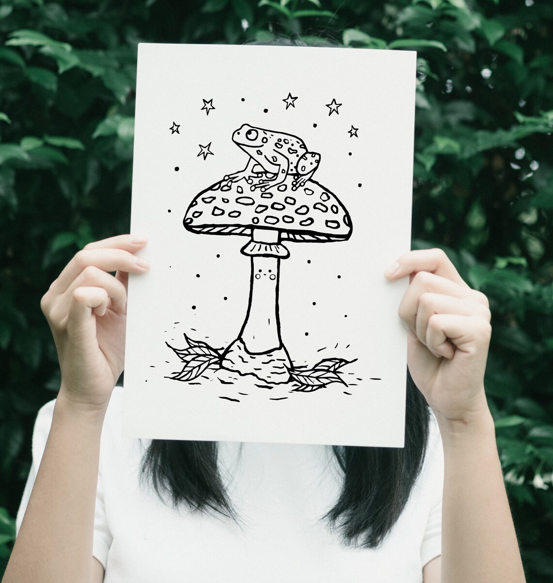 Frog and Toadstool Colouring Sheet Art Printable Colouring Page ...