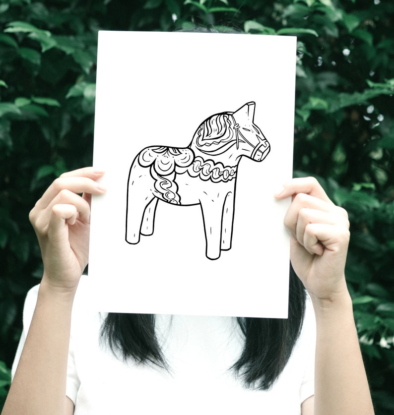 Dala Horse Printable - Swedish Dalahäst Colouring Page - DIY ...