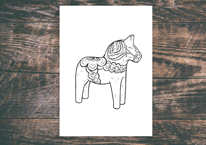 Dala Horse Printable - Swedish Dalahäst Colouring Page - DIY ...