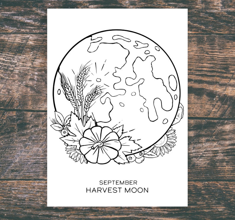 12 Moon Name Colouring Pages Full Moon Month and Name Moon - Etsy