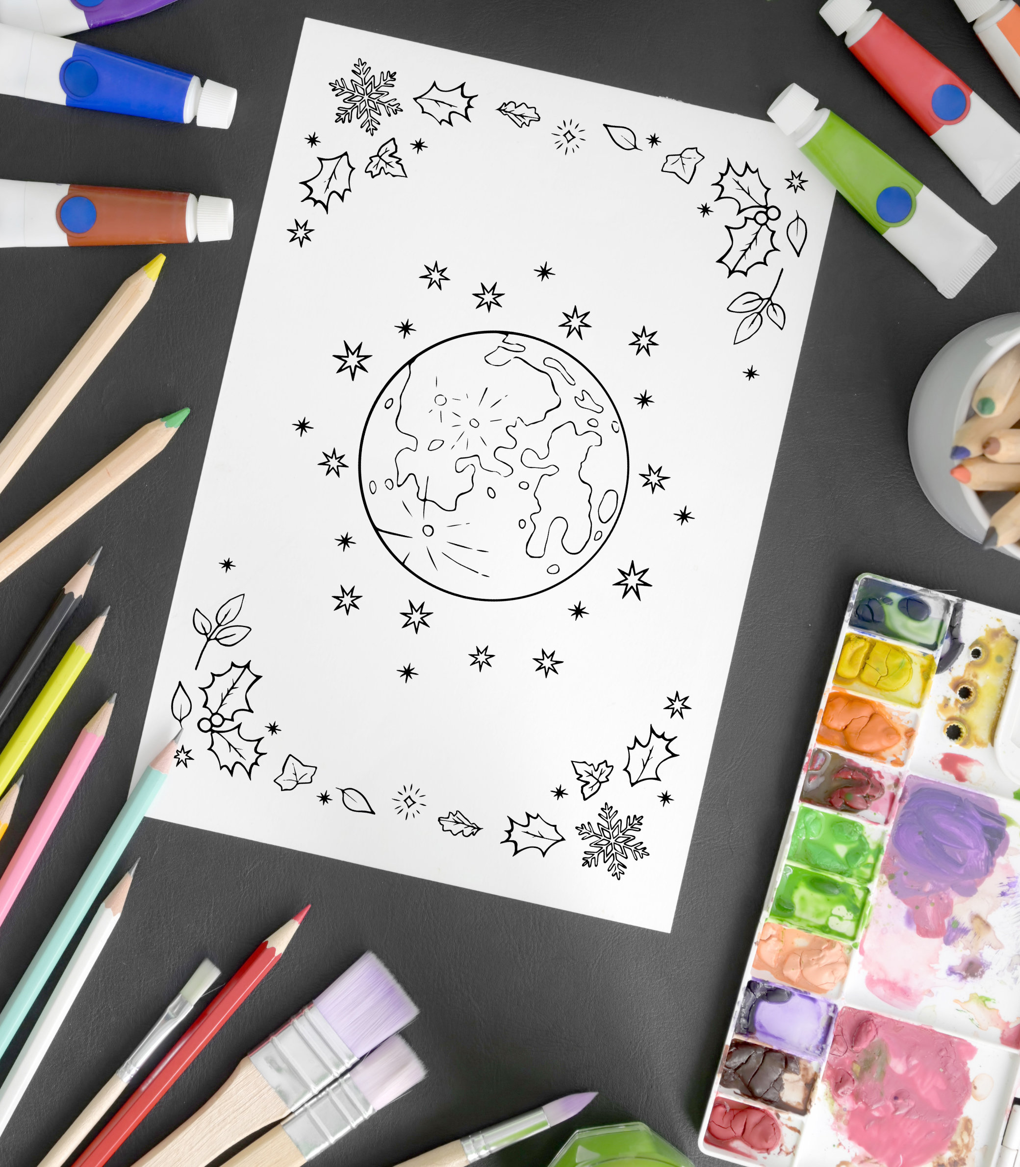 Winter Solstice Colouring Page - Digital Download Winter Art Project ...