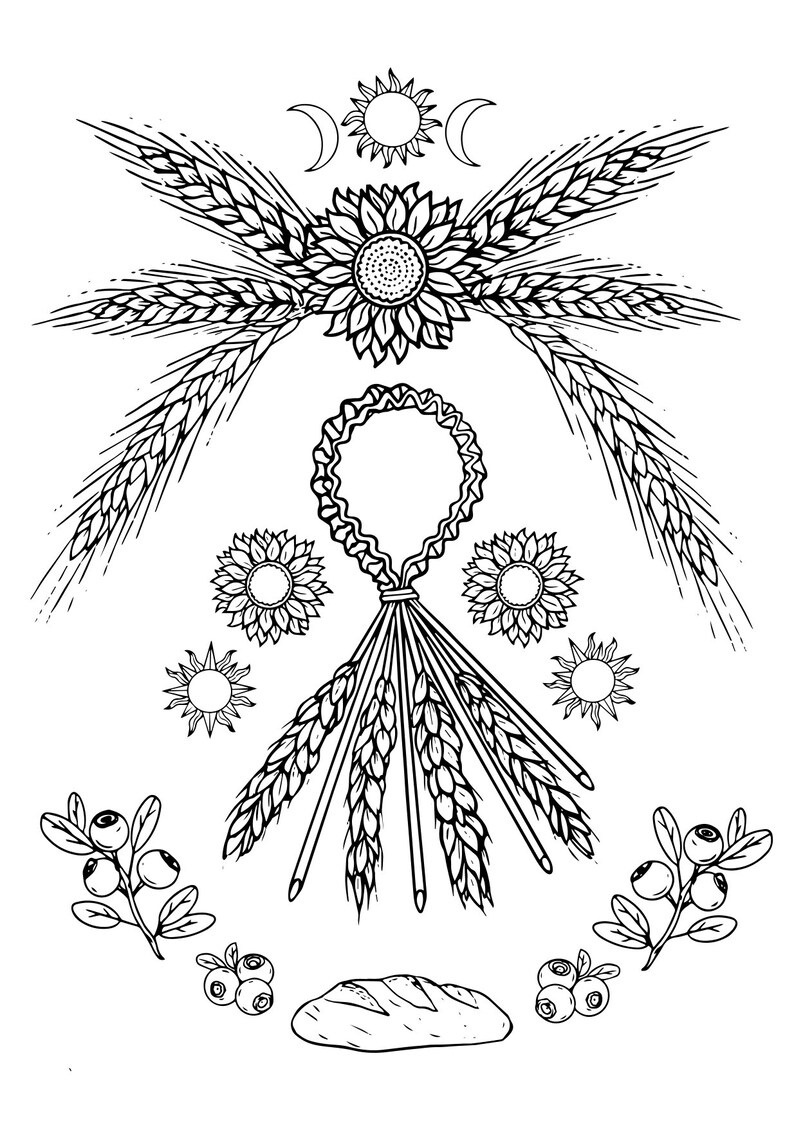 Lammas - Lughnasadh Sabbat Colouring Page - Wiccan - Pagan Art Activity ...