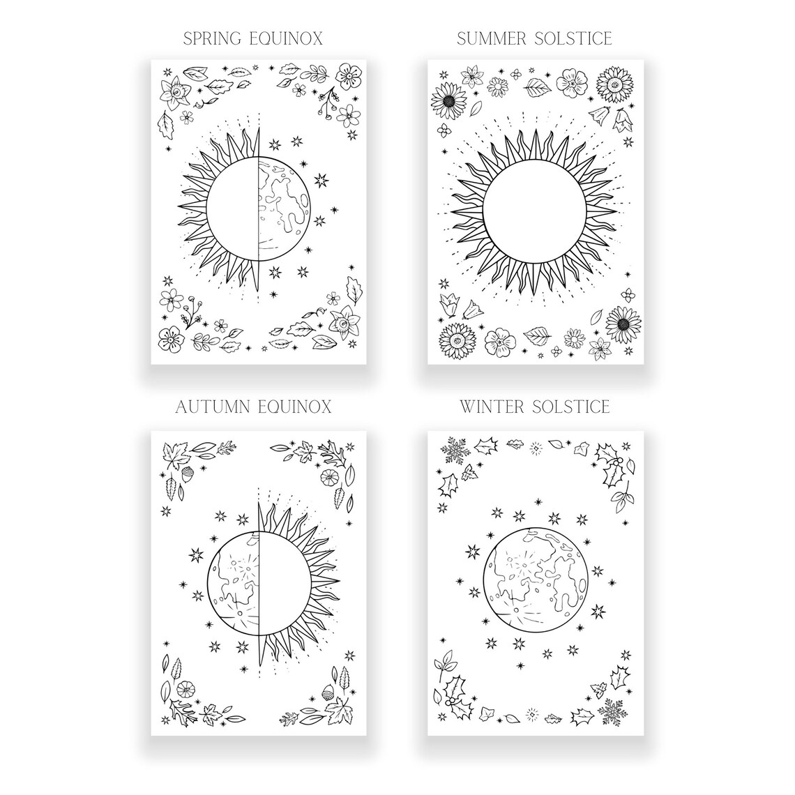 Solstices and Equinoxes Illustrations Winter and Summer Solstice ...