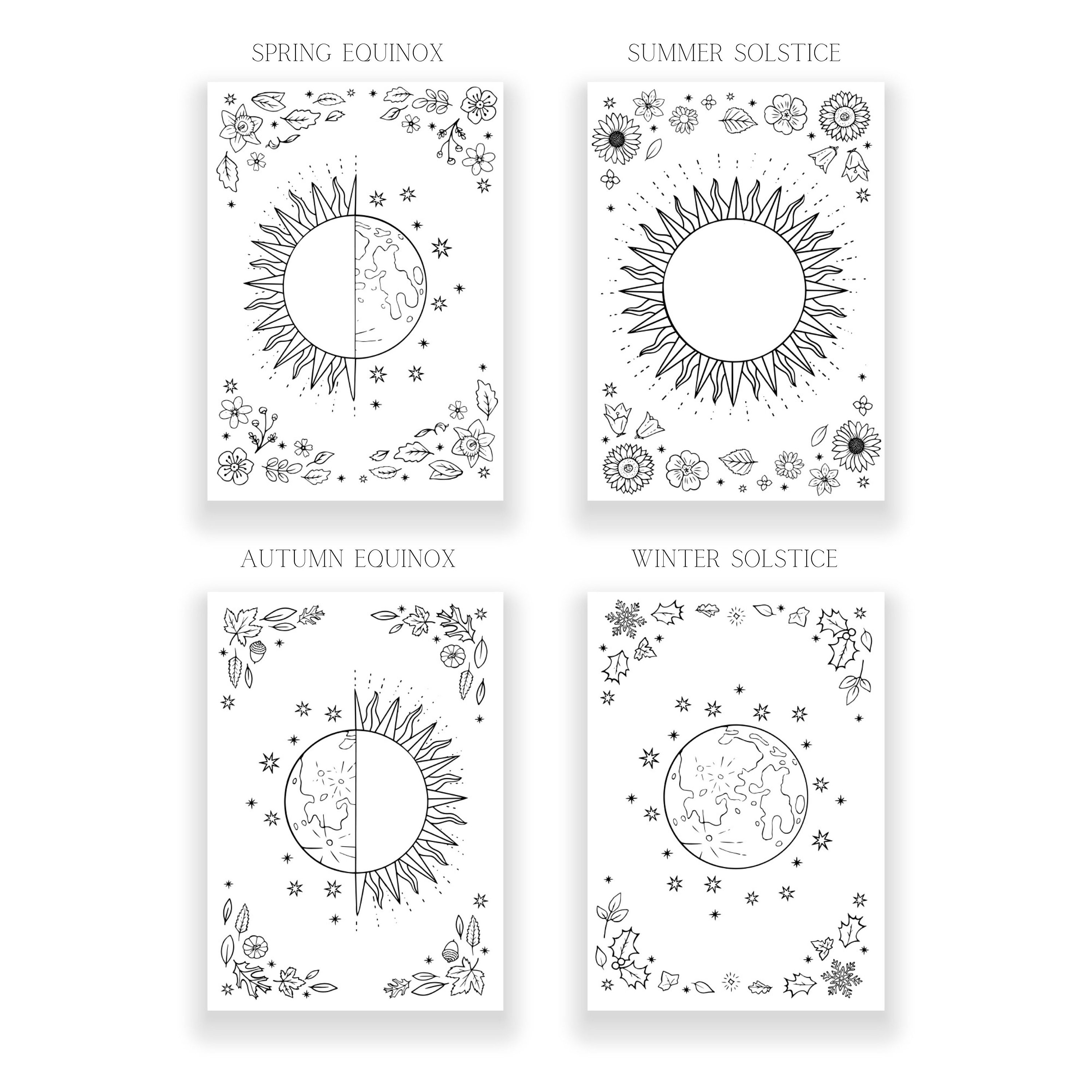 Solstices and Equinoxes Illustrations - Winter and Summer Solstice ...