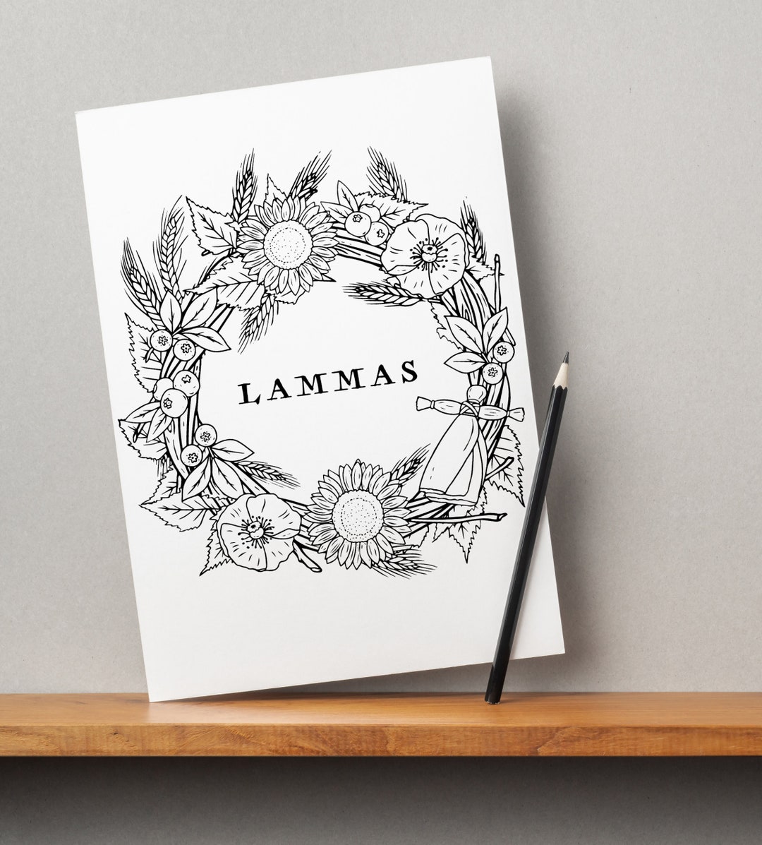 Lammas Wreath Colouring Page Lughnasadh Sabbat Wiccan / Pagan Art ...