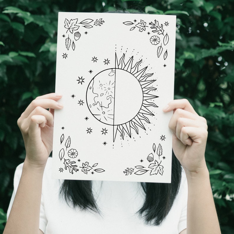 Autumn Equinox Coloring Page - Fall Art Project (digital Download) - Etsy