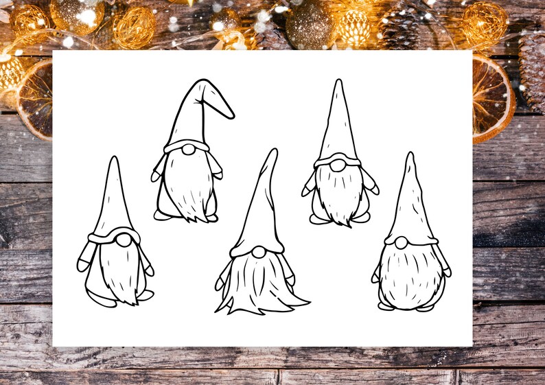 Printable Tomte Artwork Gnome Christmas Colouring Pages Yule Gonk Art ...