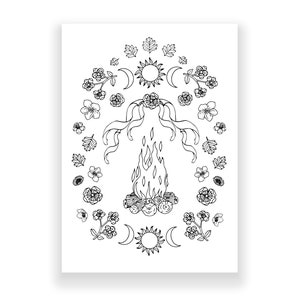 Beltane Colouring Page, May Day Pagan Art, Altar Decoration, Pagan Wall ...