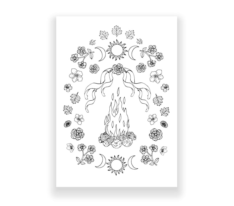 Beltane Colouring Page, May Day Pagan Art, Altar Decoration, Pagan Wall ...