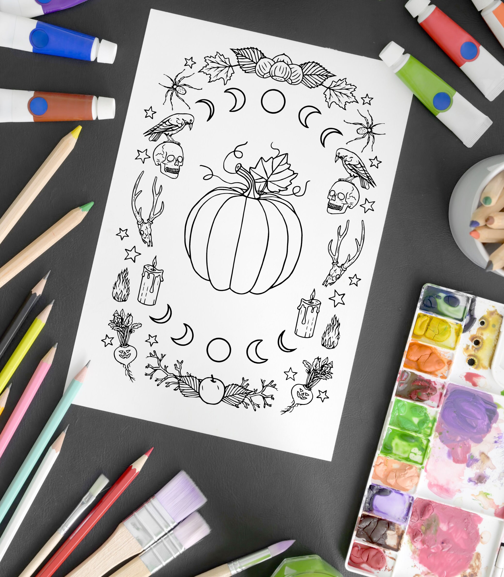 Samhain Colouring Page Halloween Artwork Altar Decoration - Etsy