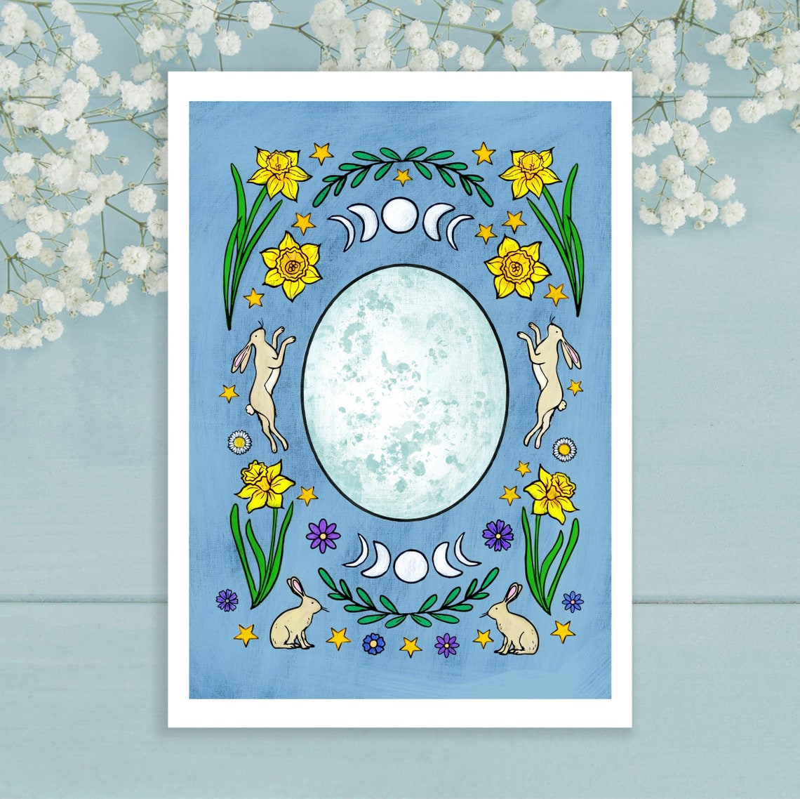 Easter Ostara Printable With Colouring Page Easter Artwork | Etsy