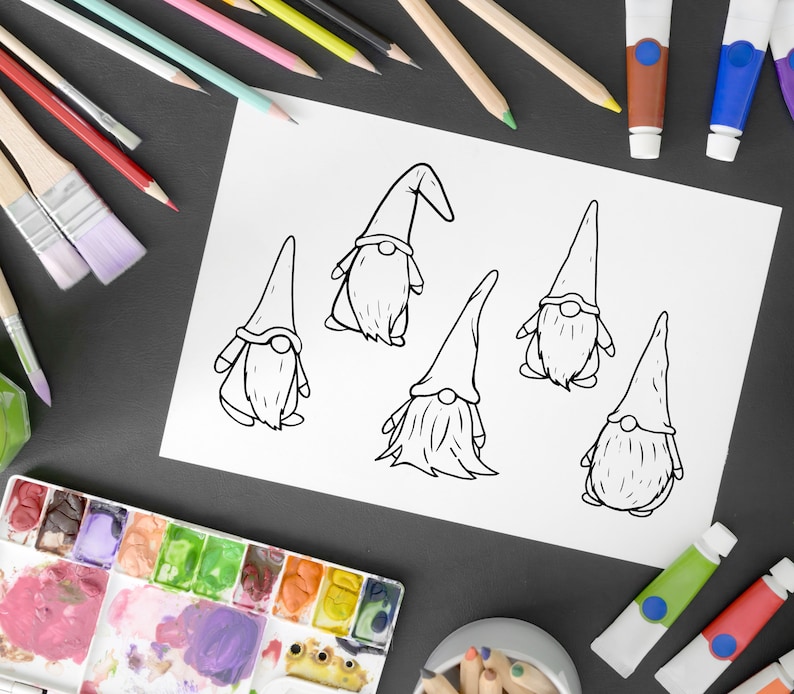 Printable Tomte Artwork - Gnome Christmas Colouring Pages - Yule Gonk ...