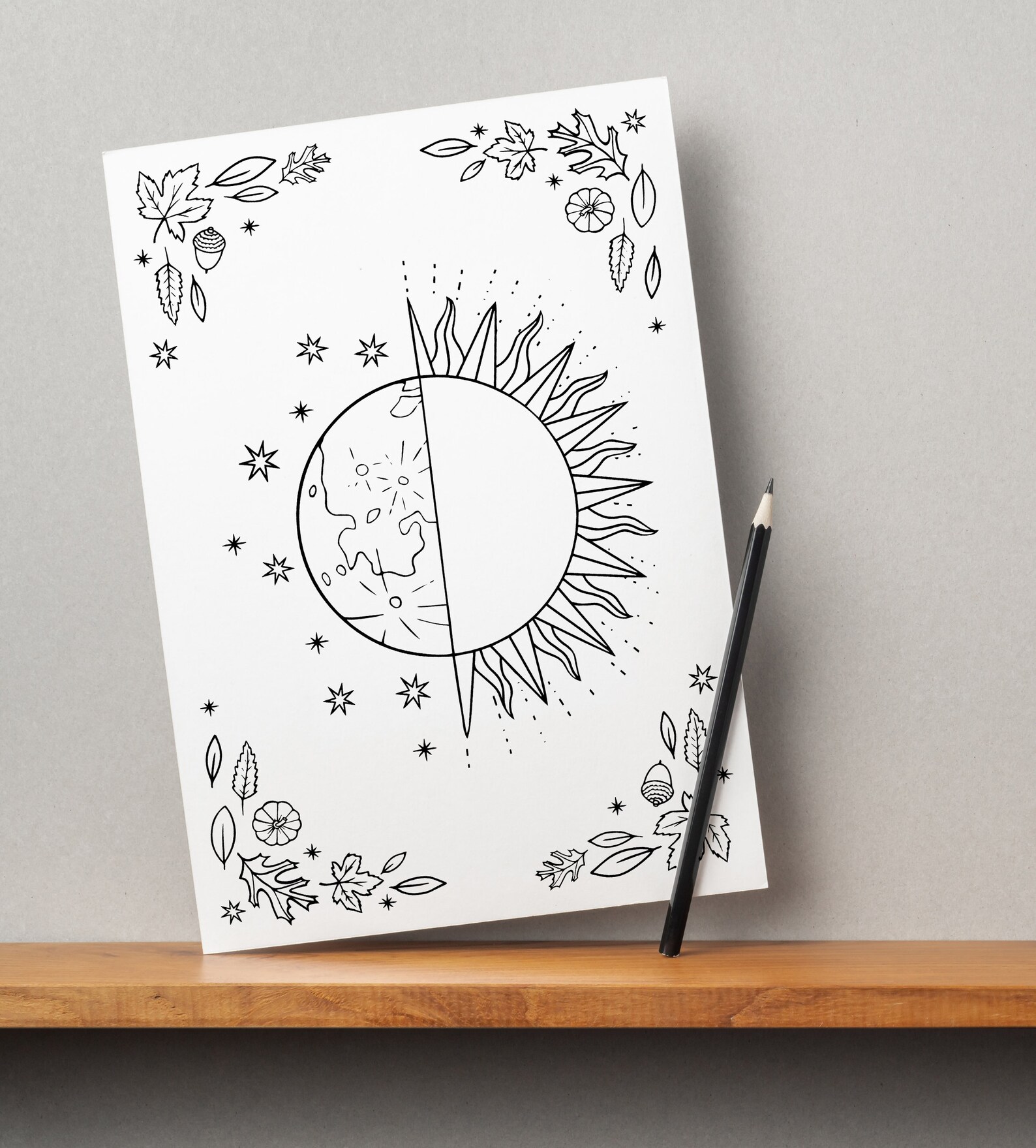 Autumn Equinox Coloring Page - Fall Art Project (digital Download) - Etsy