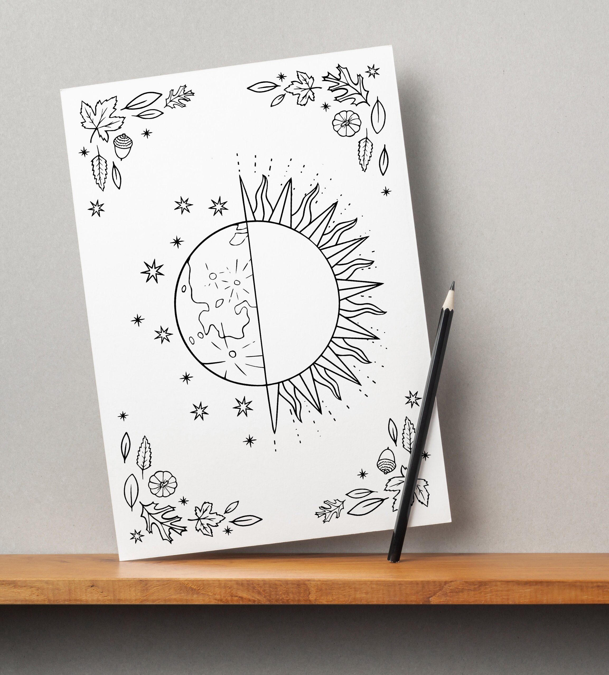 Autumn Equinox Coloring Page - Fall Art Project (digital Download) - Etsy