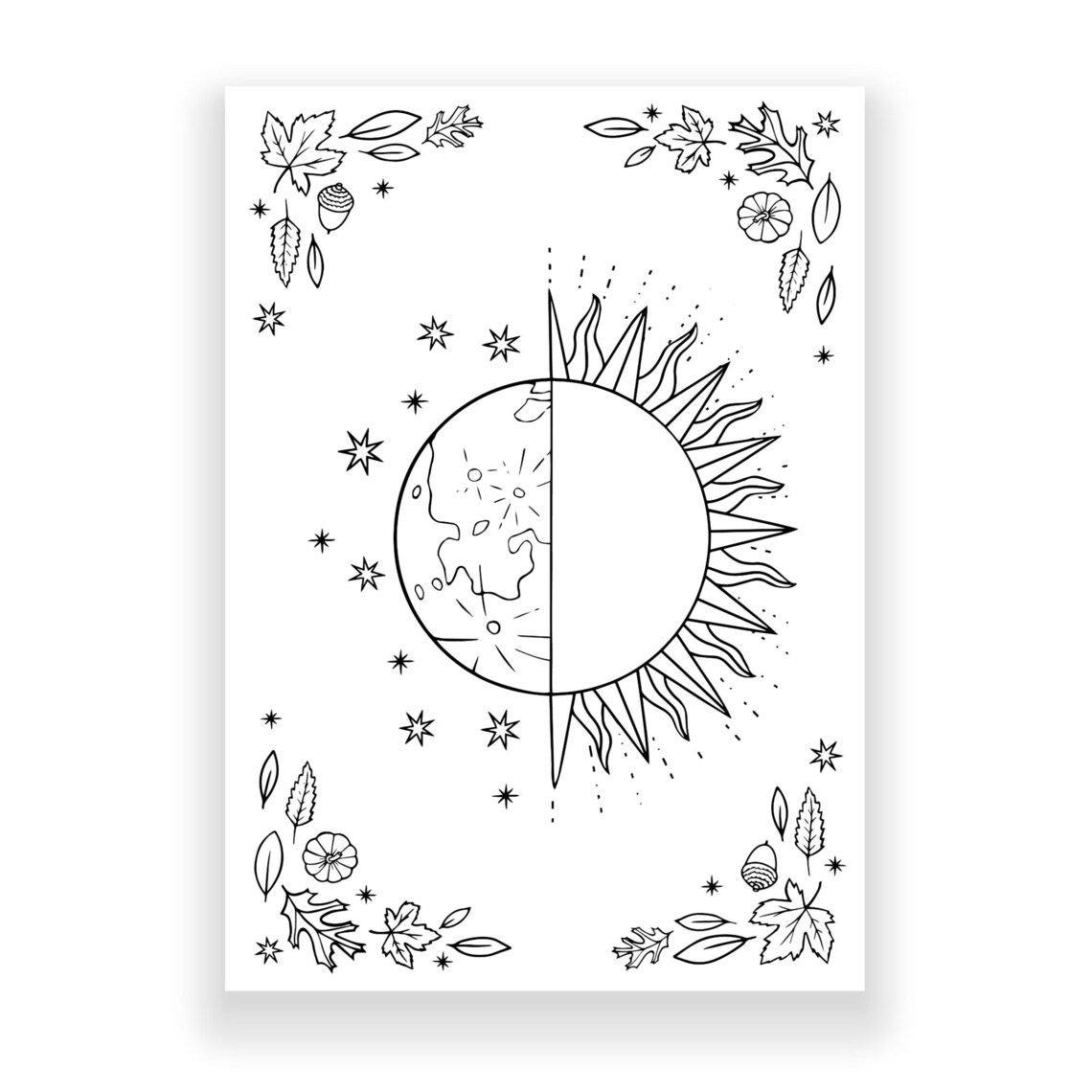 Autumn Equinox Coloring Page - Fall Art Project (digital Download) - Etsy