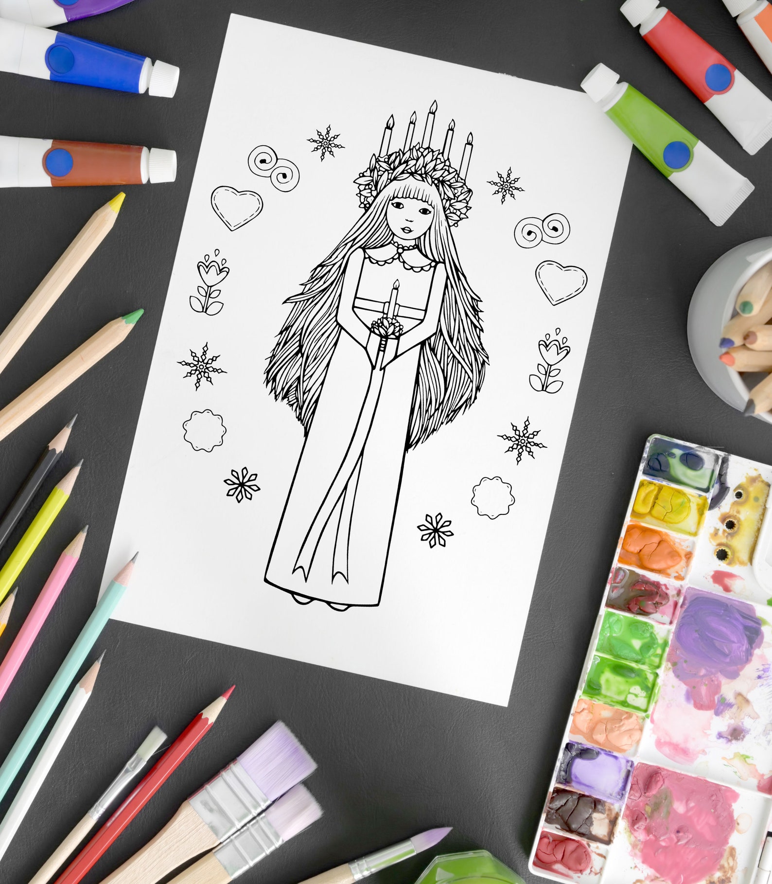 Lucia Day Colouring Page - Digital Download Artwork - Saint Lucy ...