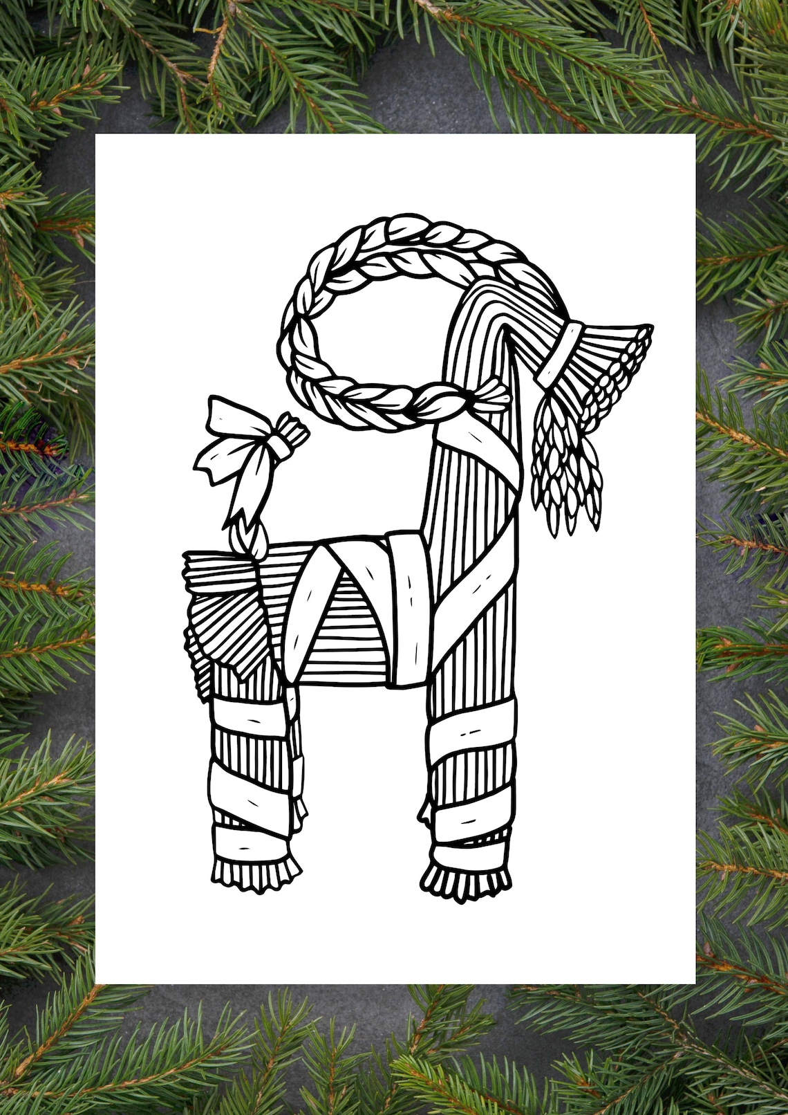 Yule Goat Colouring Page - Printable Yule Decor - Scandinavian ...