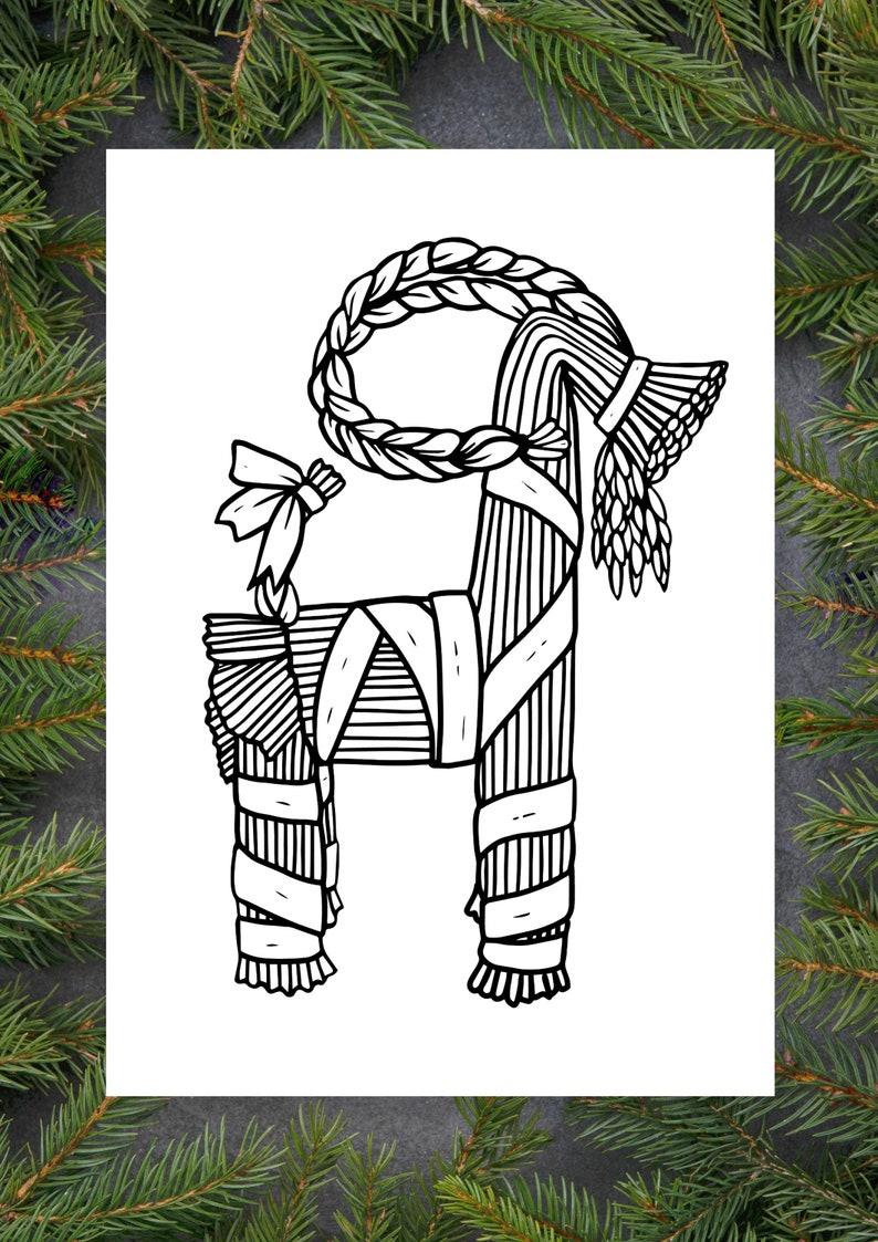 Yule Goat Colouring Page - Printable Yule Decor - Scandinavian ...