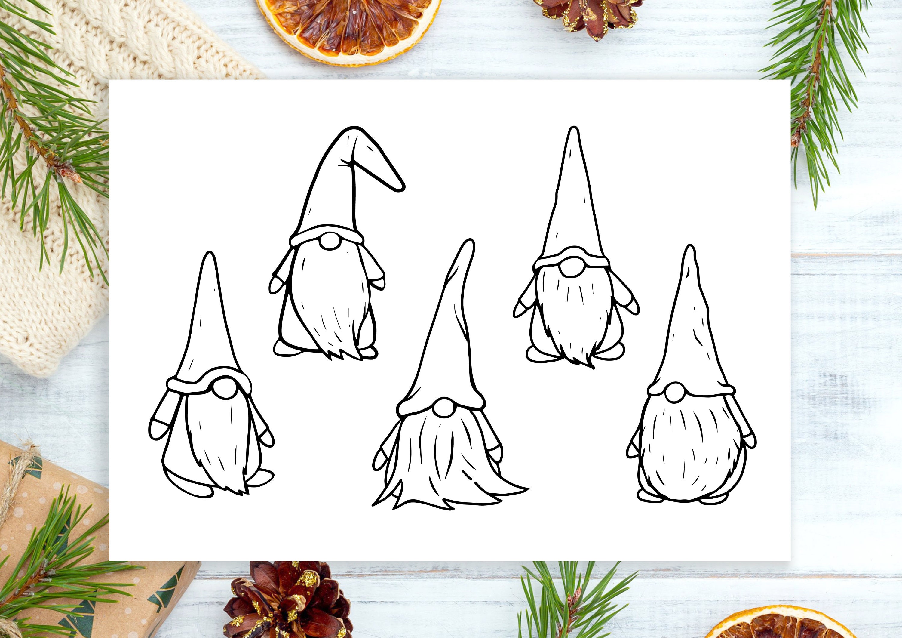 Printable Tomte Artwork Gnome Christmas Colouring Pages Yule Gonk Art ...
