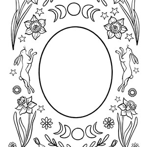 Easter - Ostara Printable With Colouring Page, Easter Artwork, Hare and ...