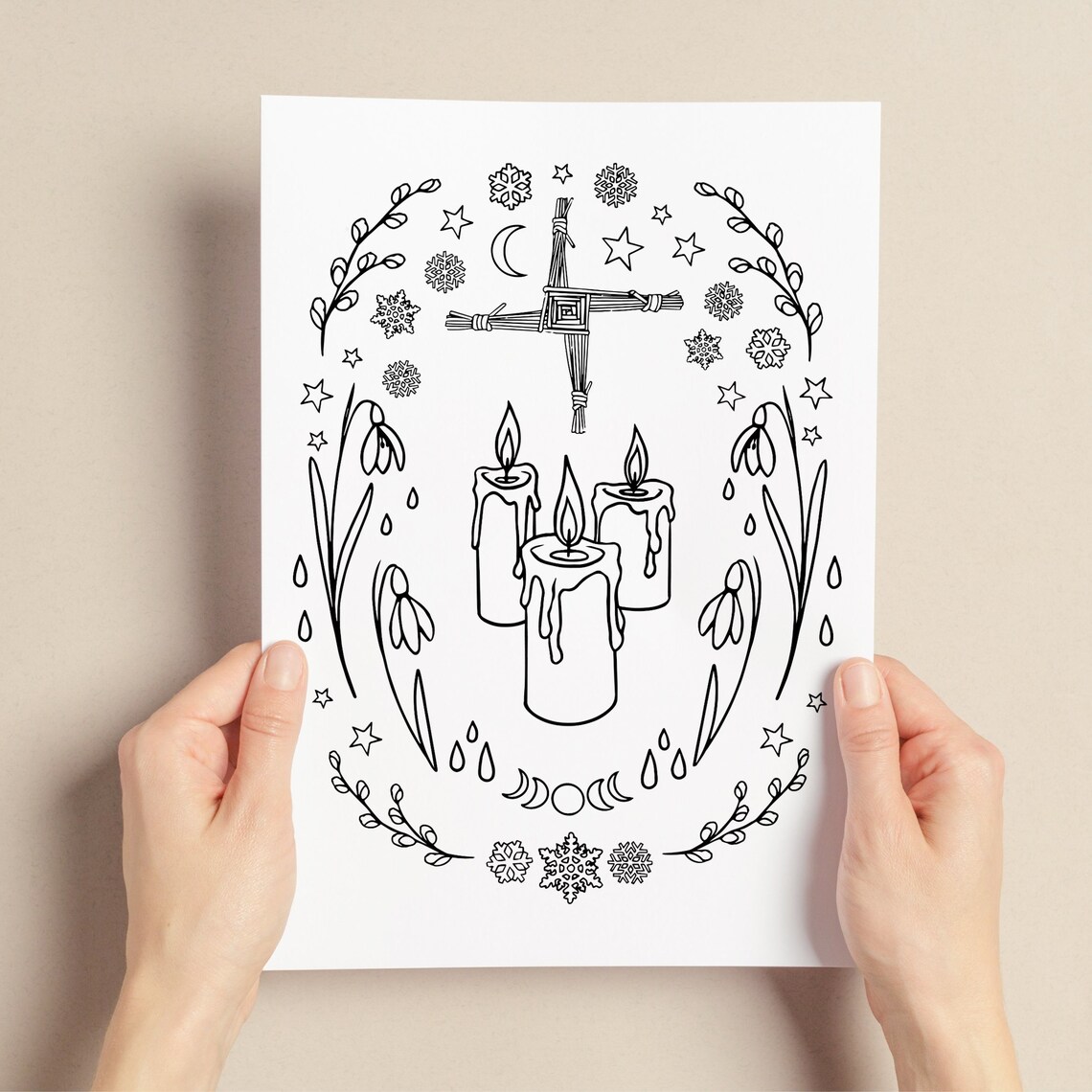 Imbolc Art & Colouring Page Wheel of the Year Wiccan / Pagan - Etsy
