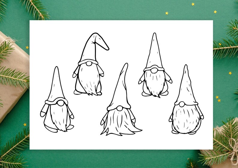 Printable Tomte Artwork - Gnome Christmas Colouring Pages - Yule Gonk ...