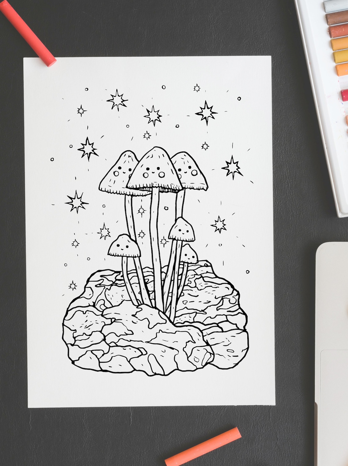 Cute Mushroom Printable Colouring Pages Toadstool Print | Etsy