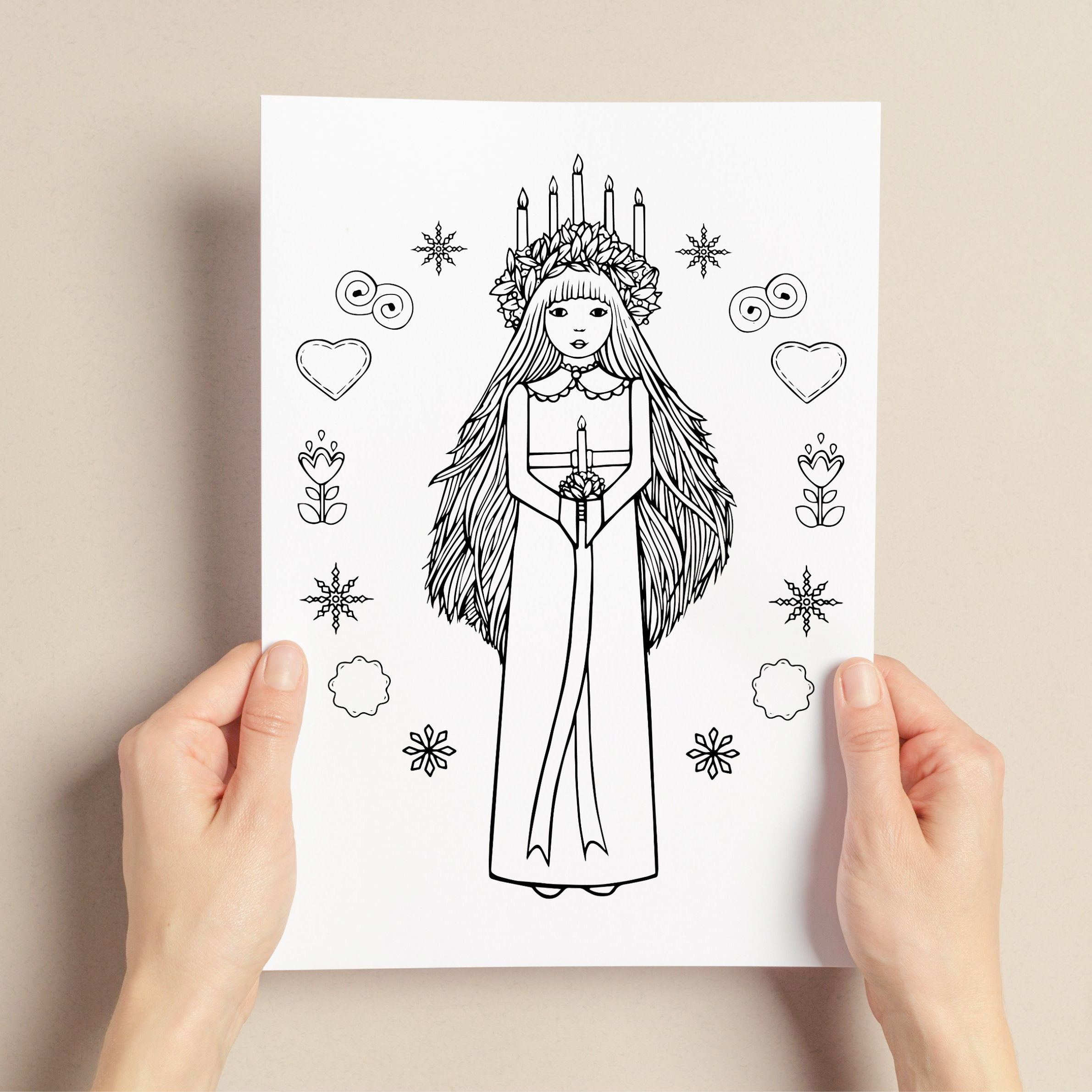 Lucia Day Colouring Page Digital Download Artwork Saint Lucy Swedish ...