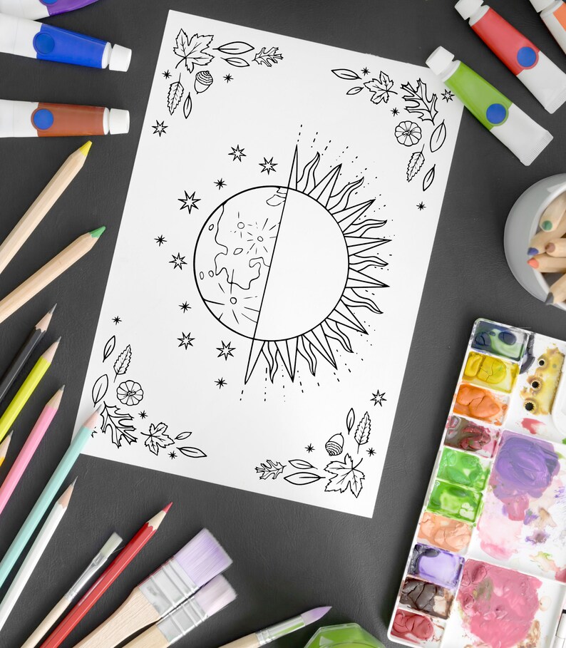 Autumn Equinox Colouring Page - Digital Download Fall Art Project ...