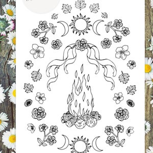 Beltane Colouring Page, May Day Pagan Art, Altar Decoration, Pagan Wall ...