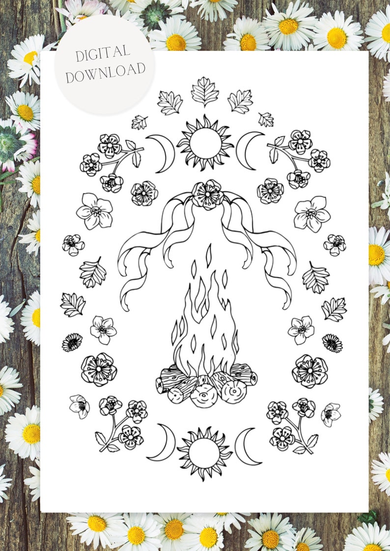 Beltane Colouring Page, May Day Pagan Art, Altar Decoration, Pagan Wall ...
