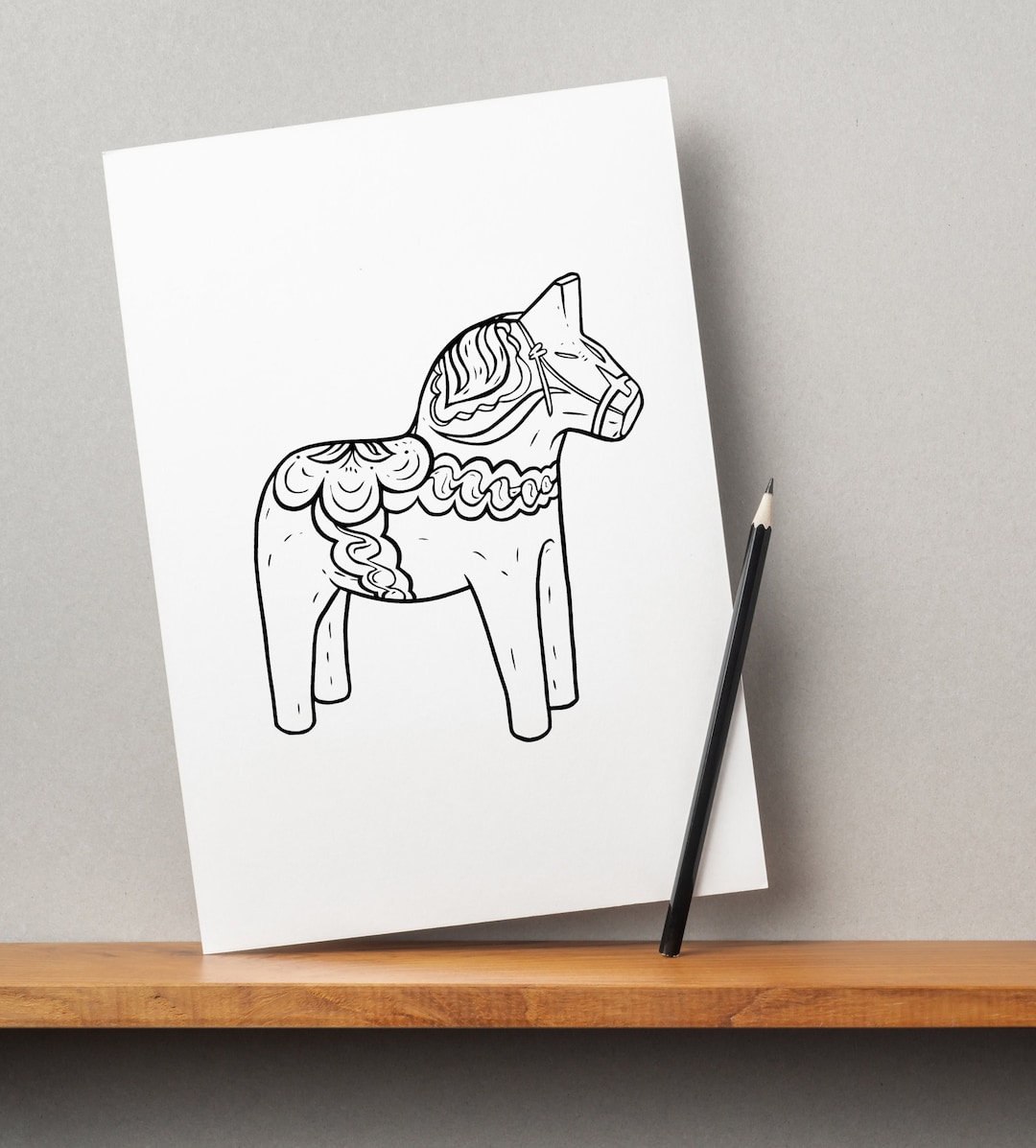 Dala Horse Printable - Swedish Dalahäst Colouring Page - DIY ...