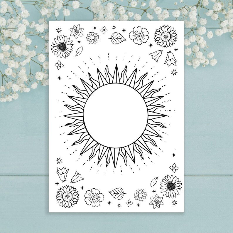 Summer Solstice Midsummer Colouring Page | Digital Download | Summer ...
