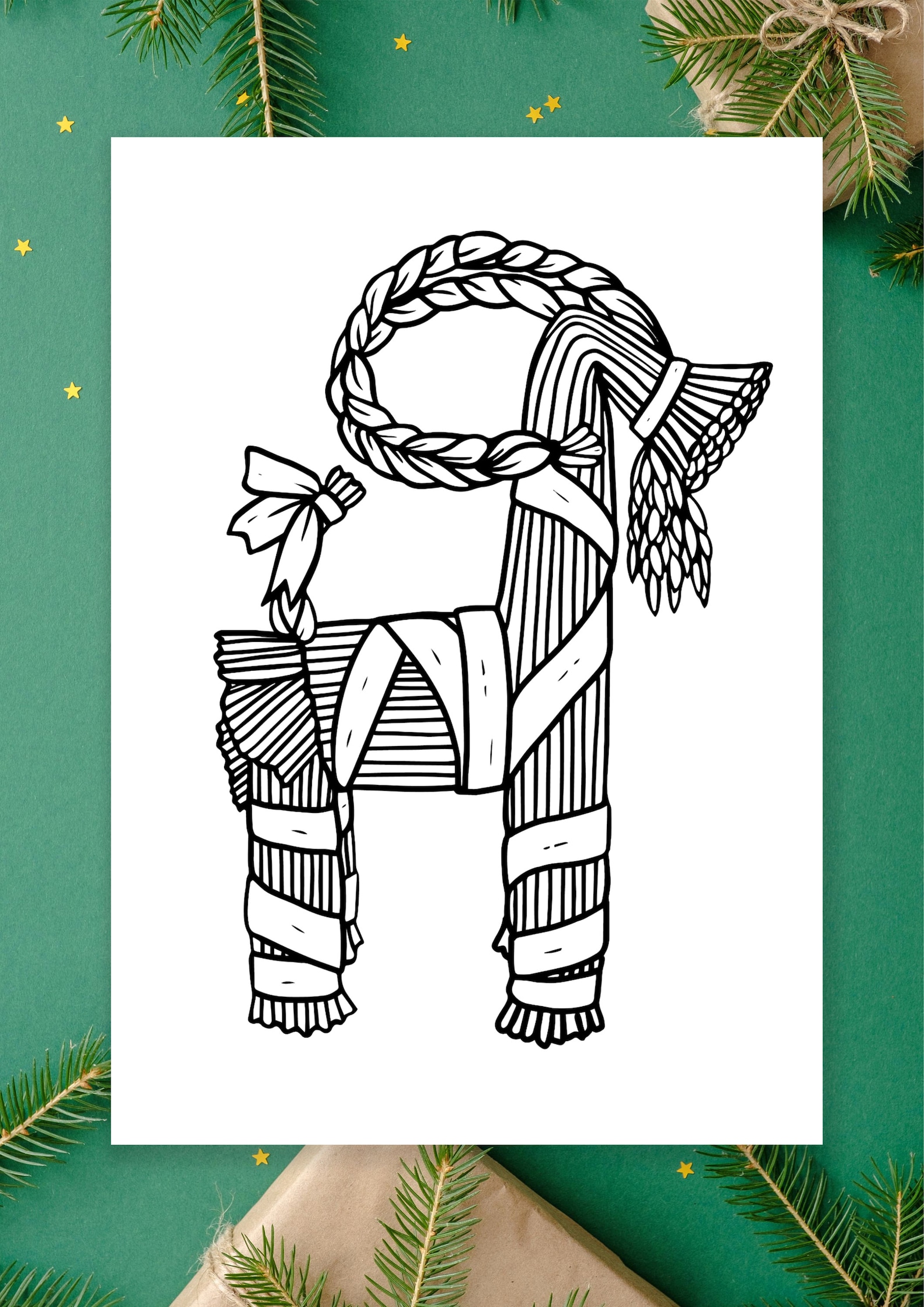 Yule Goat Colouring Page - Printable Yule Decor - Scandinavian ...