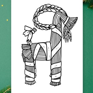 Yule Goat Colouring Page - Printable Yule Decor - Scandinavian ...