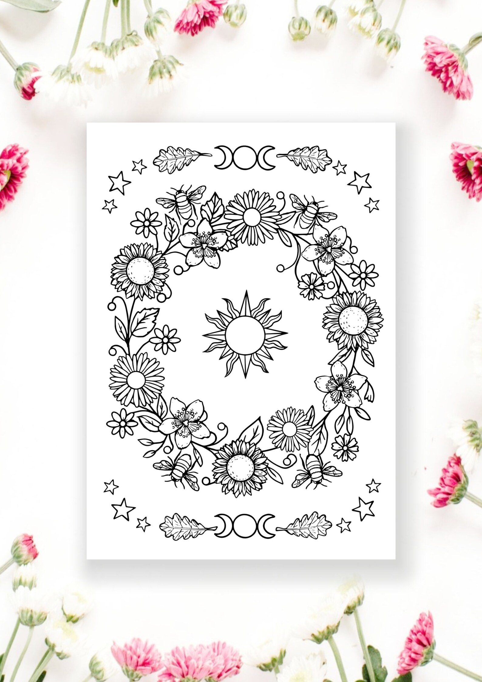 Litha, Summer Solstice Colouring Page, Midsummer Artwork, Altar ...