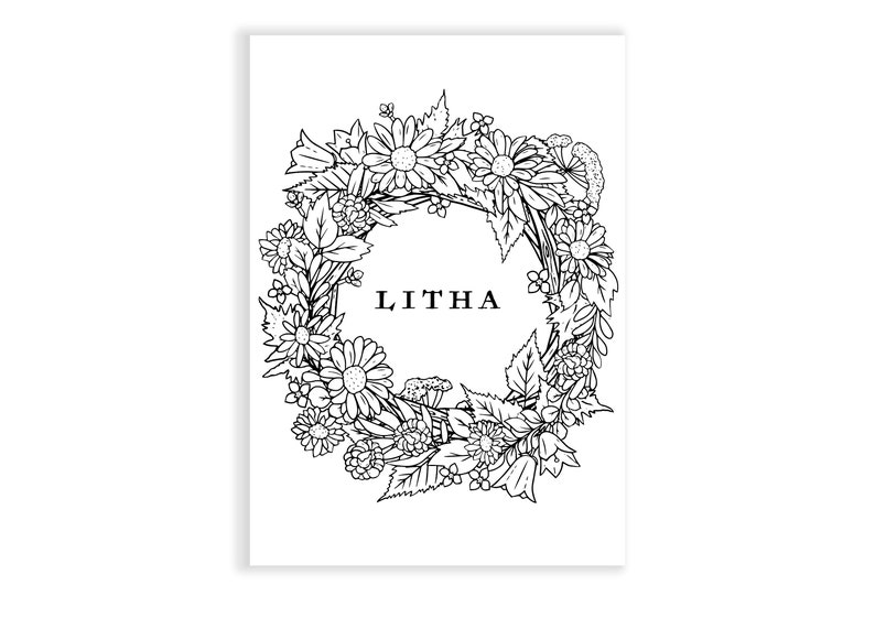 Litha Wreath, Summer Solstice Colouring Page, Printable Midsummer ...