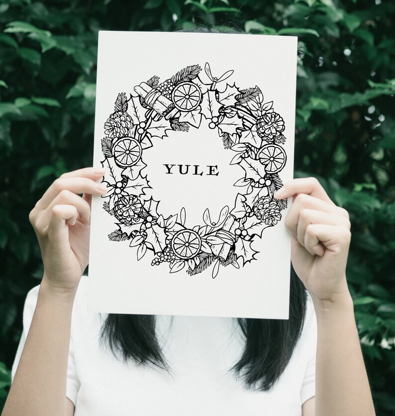Yule Wreath Colouring Page - Scandinavian Yule Digital Download ...