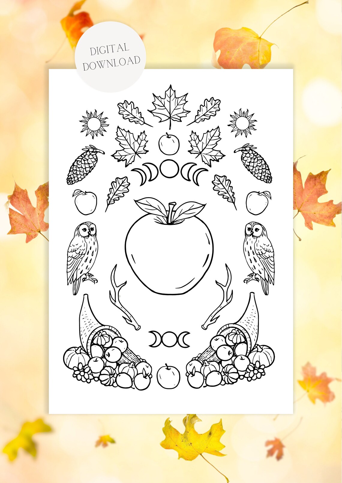 Mabon Autumn Equinox Colouring Page Altar Decoration Pagan Wall Decor ...