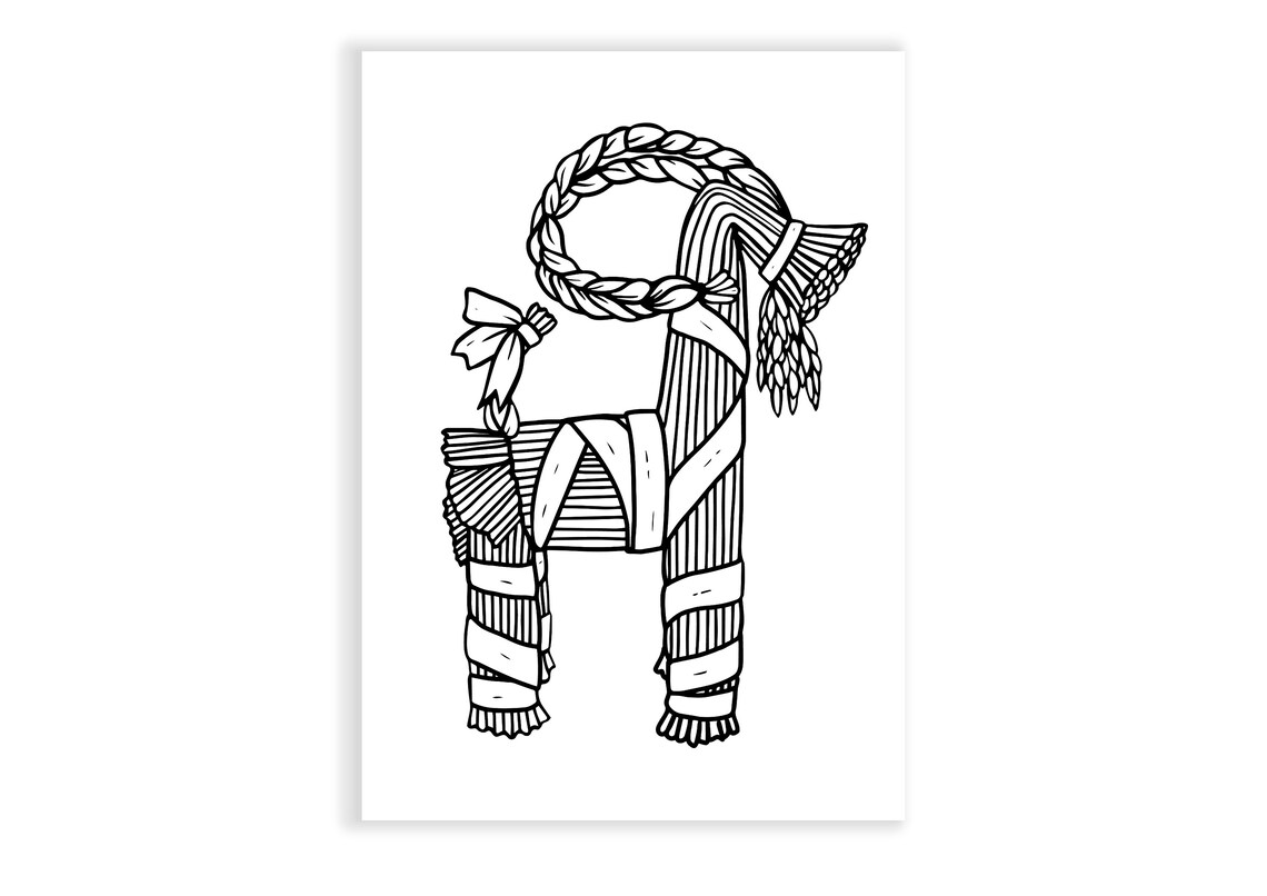 Yule Goat Colouring Page - Printable Yule Decor - Scandinavian ...