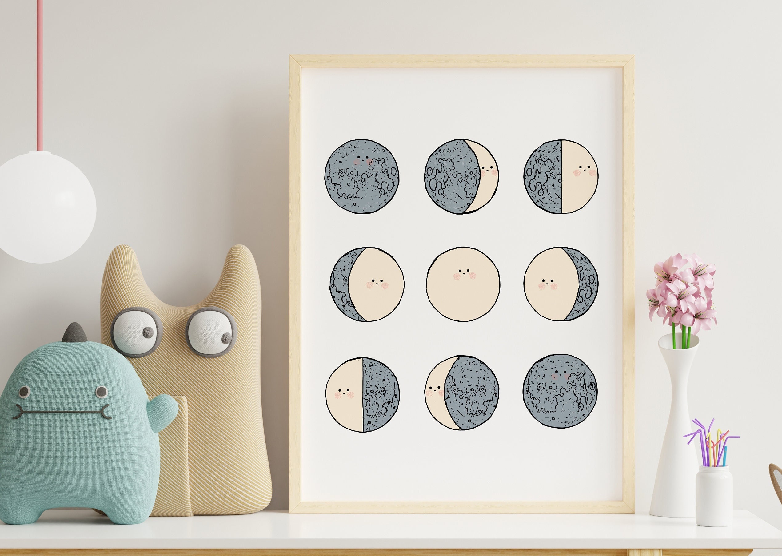 Moon Phase Print With Colouring Page , Digital Download Lunar Printable ...