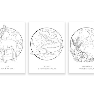 12 Moon Name Colouring Pages - Full Moon Month and Name - Moon Book of ...