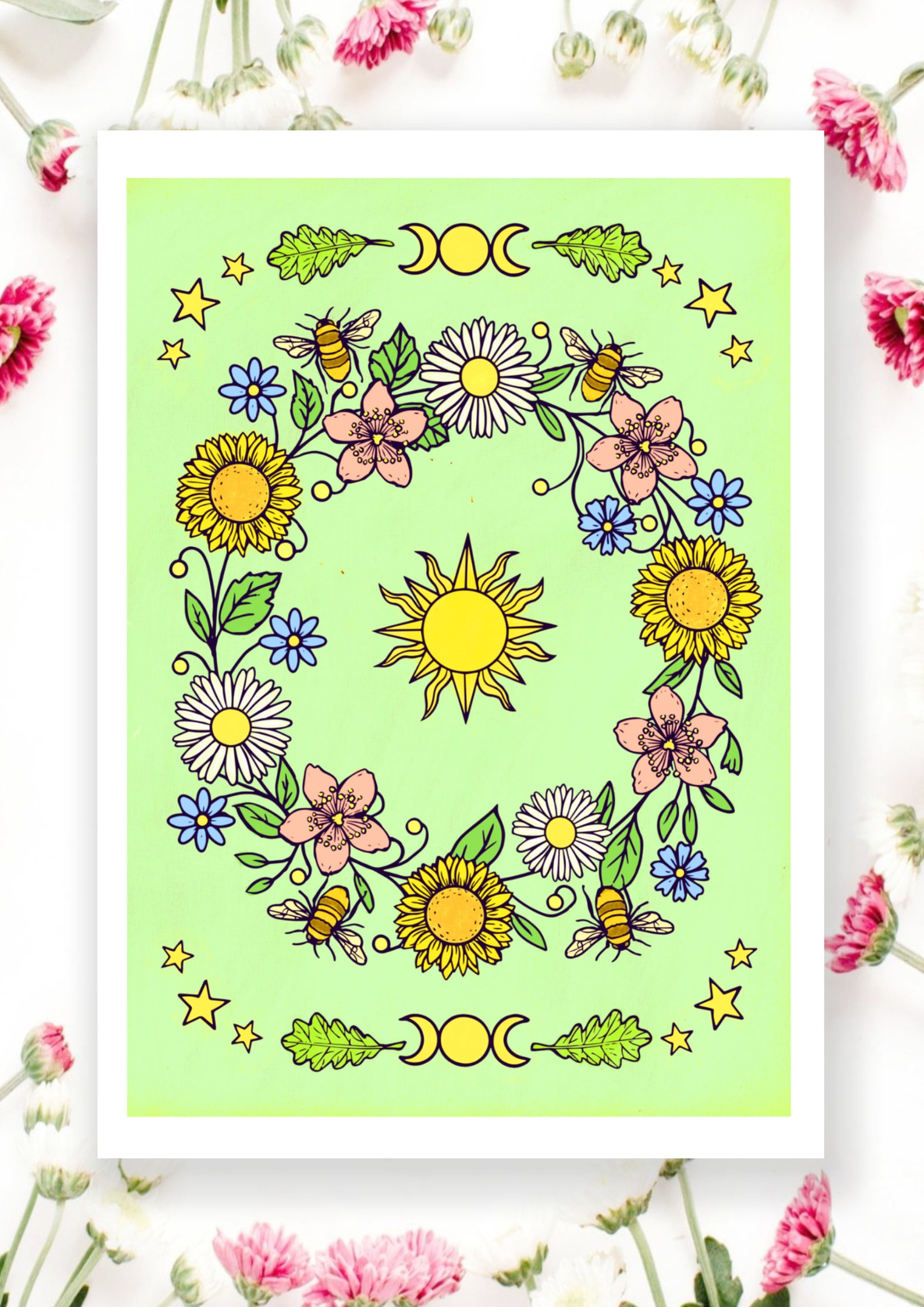 Litha Summer Solstice Print & Colouring Page, Midsummer Artwork, Altar ...