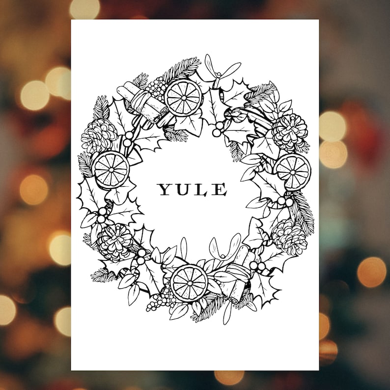 Yule Wreath Colouring Page - Scandinavian Yule Digital Download ...