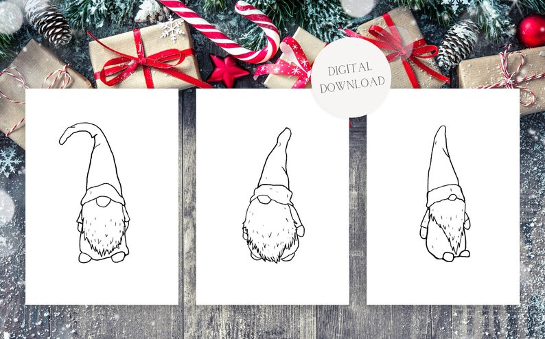 Printable Tomte Artworks, Colouring Pages, A4 Size Printable, Gnome ...