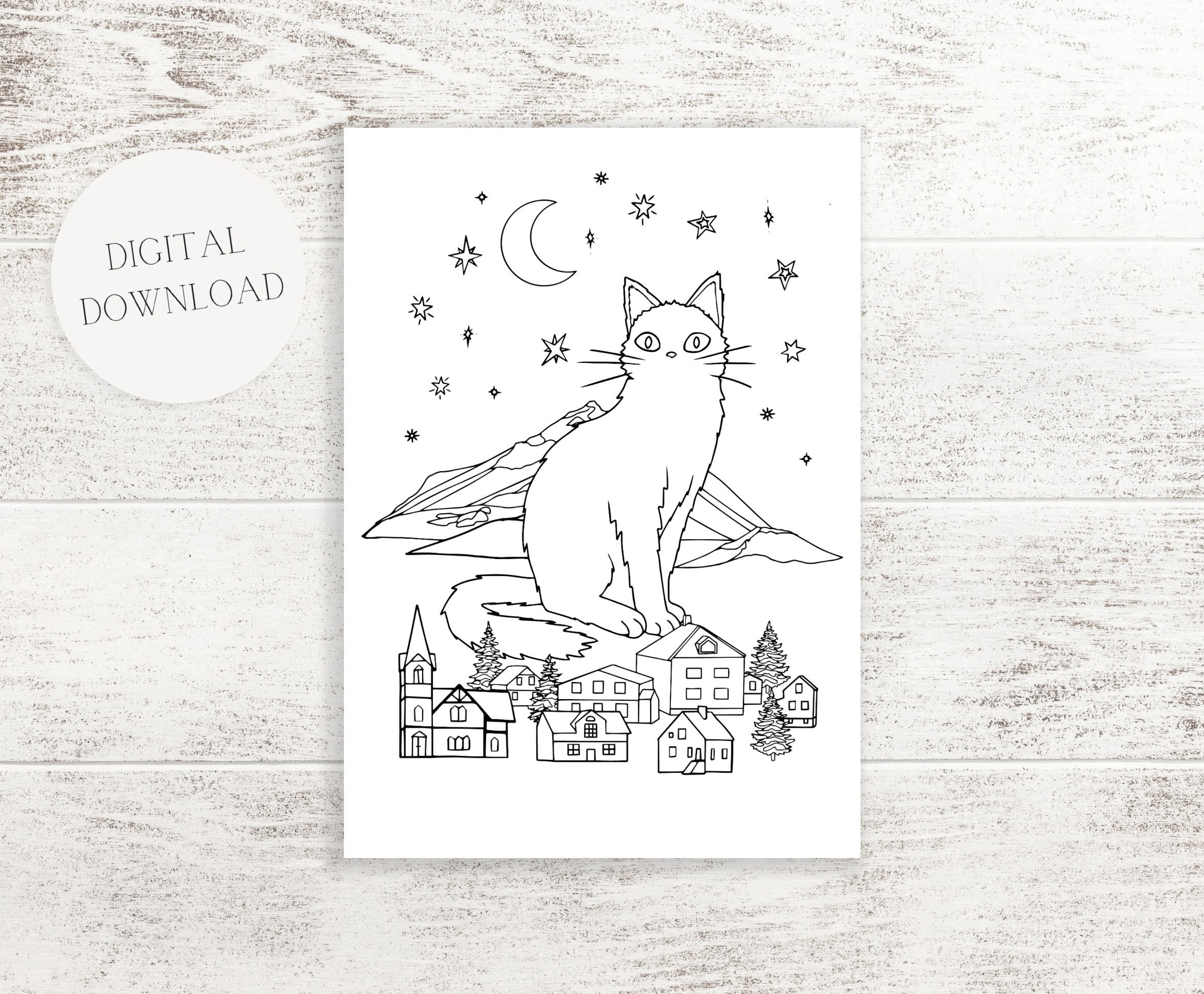 Yule Cat Colouring Page Digital Download Artwork Icelandic Yule Cat ...